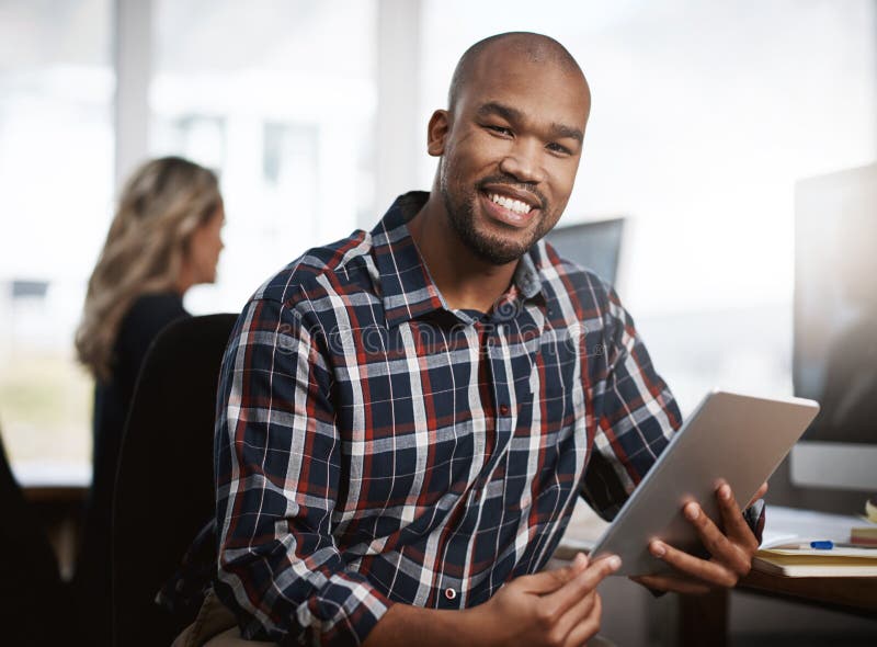 So Much Info Right at My Command. Portrait of a Young Businessman Using ...