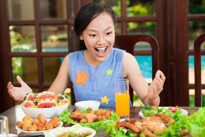 So much meal! stock image. Image of excited, family, female - 30812187