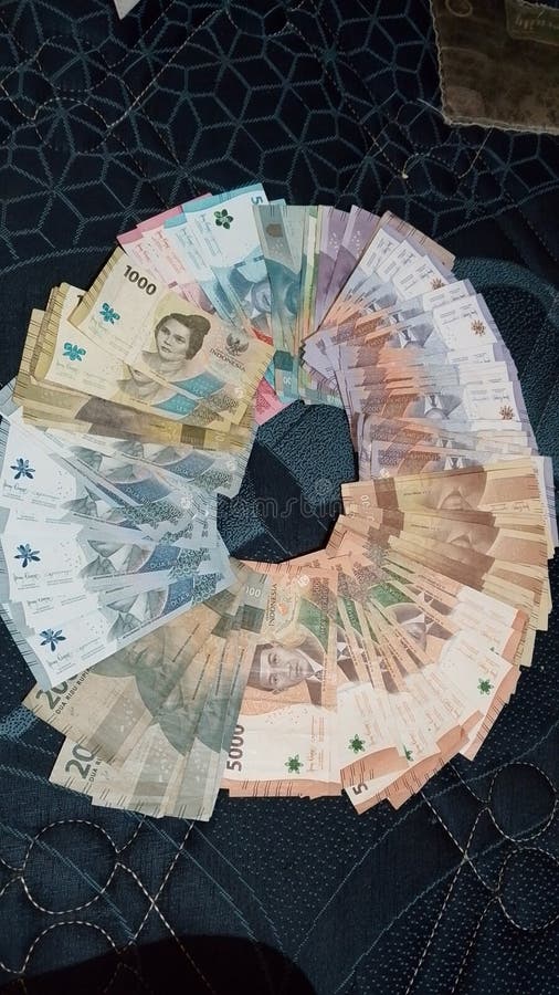Much paper money of rupiah stock photo. Image of pattern - 376642312