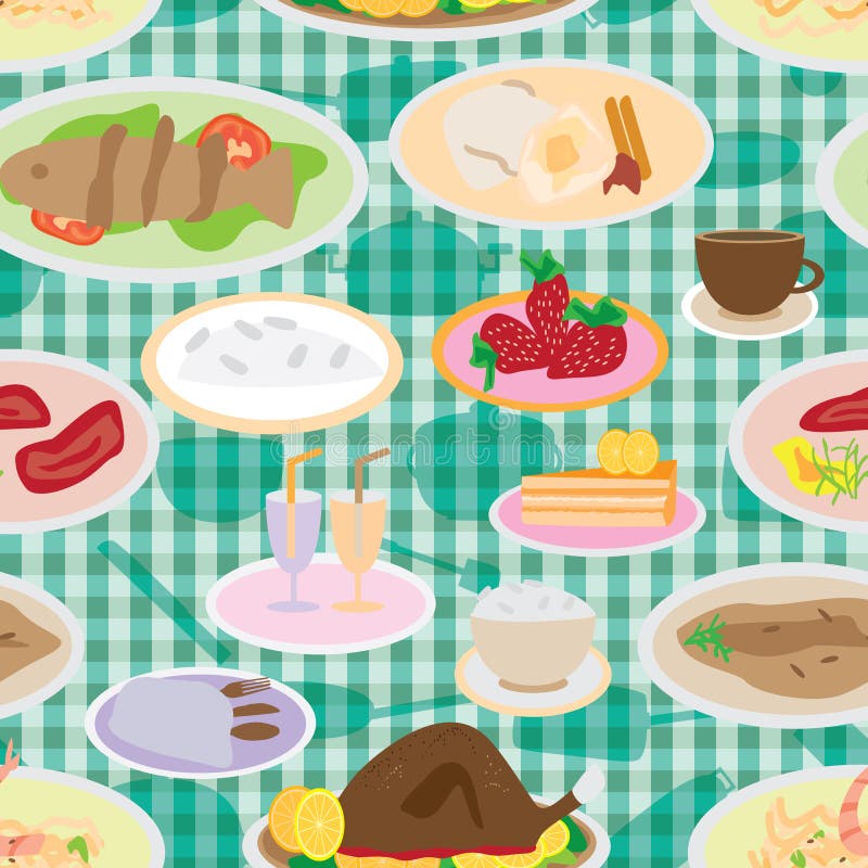 Mucha Comida Pattern_eps Inconsútil Ilustración del Vector ...