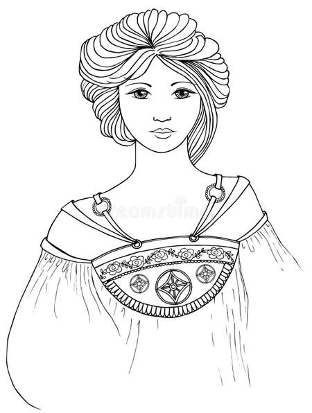 Mucha style lady vector stock vector. Illustration of mucha - 3728124