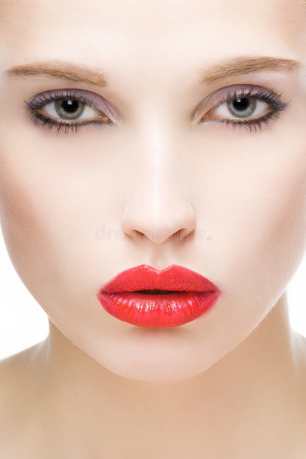 Muchacha Con Los Labios Rojos Imagen de archivo - Imagen de claro ...