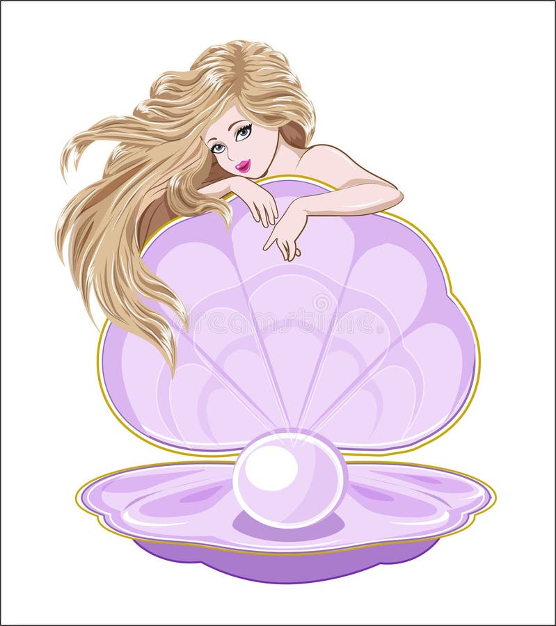 Muchacha con una perla ilustración del vector. Ilustración de piedra ...