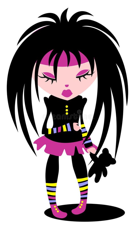 Lindo Y Fresco Personaje De Dibujos Animados Chico Con Estilo Emo ...