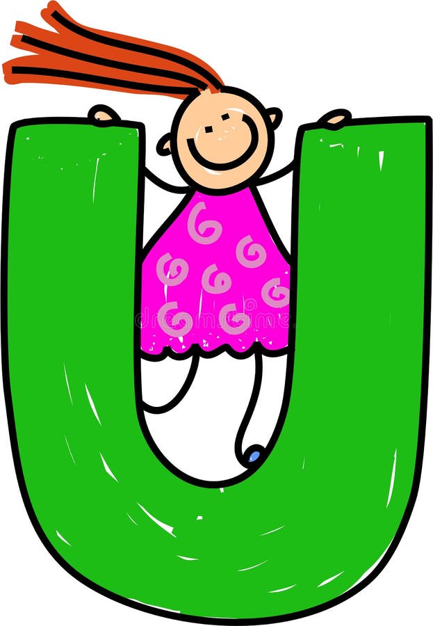 Muchacha de la letra U ilustración del vector. Ilustración de educativo ...