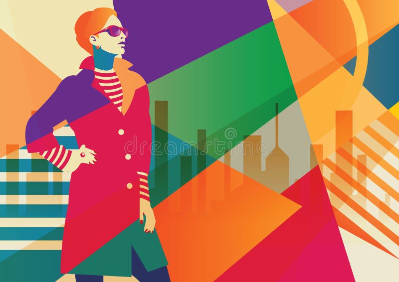 Muchacha De La Moda En Arte Pop Del Estilo Ilustración del Vector ...