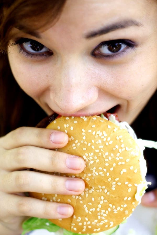 Muchacha De Los Alimentos De Preparación Rápida Imagen de archivo ...