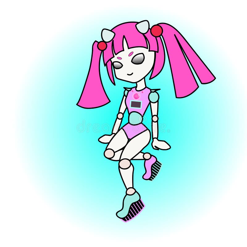 Muchacha Del Cyborg De Chibi Ilustración del Vector - Ilustración de ...
