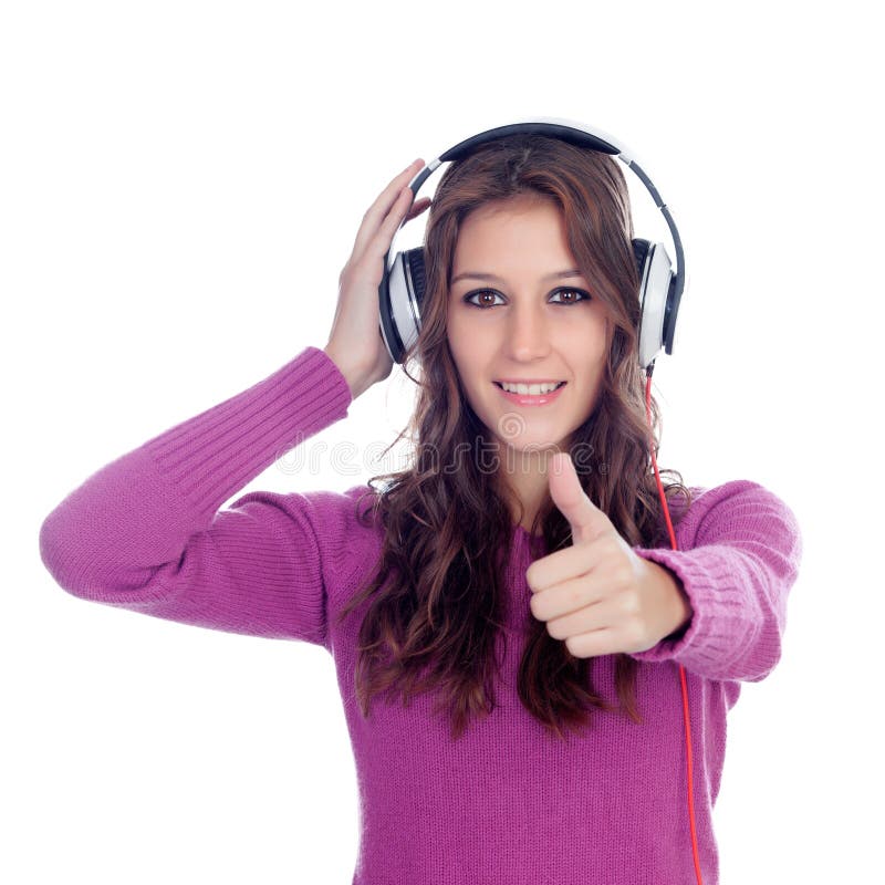 Música Que Se Sienta Y Que Escucha Del Adolescente Lindo Con Los