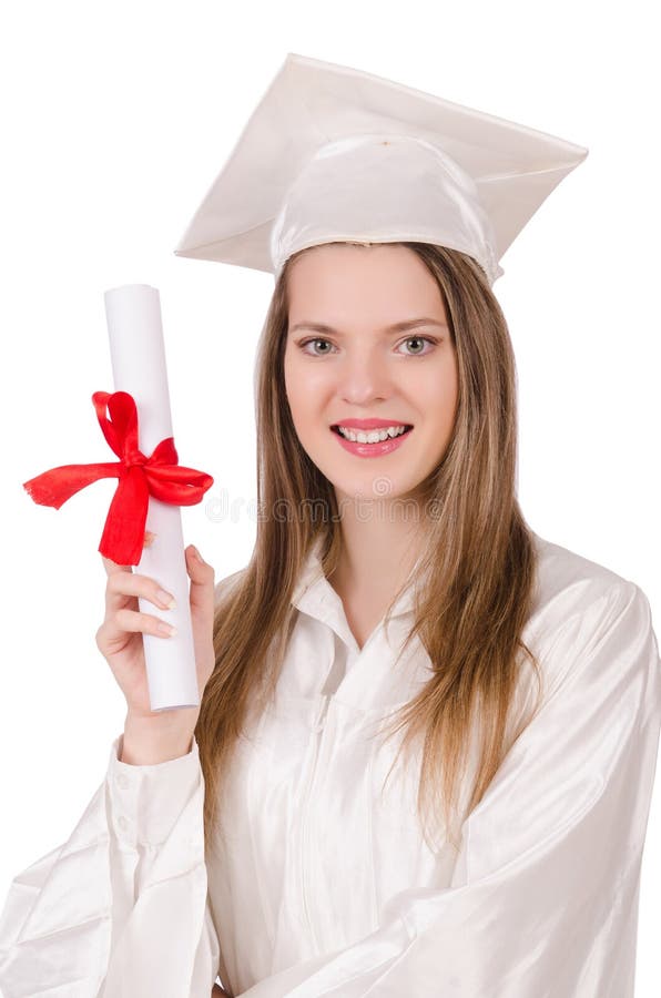 Muchacha Graduada Con El Diploma Foto de archivo - Imagen de estudio ...