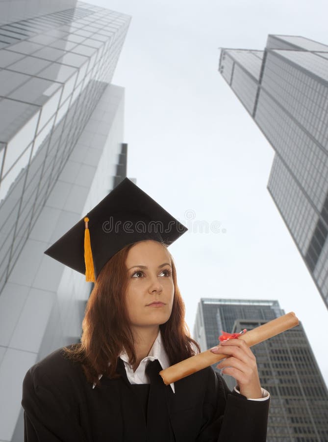 Muchacha Graduada Con El Espacio En Blanco Del Vintage Foto de archivo ...