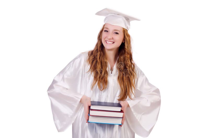 Muchacha Graduada Con Los Libros Imagen de archivo - Imagen de borla ...