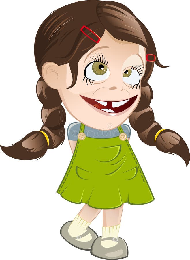 Muchacha Con El Ejemplo Del Vector De La Historieta De Las Coletas ...