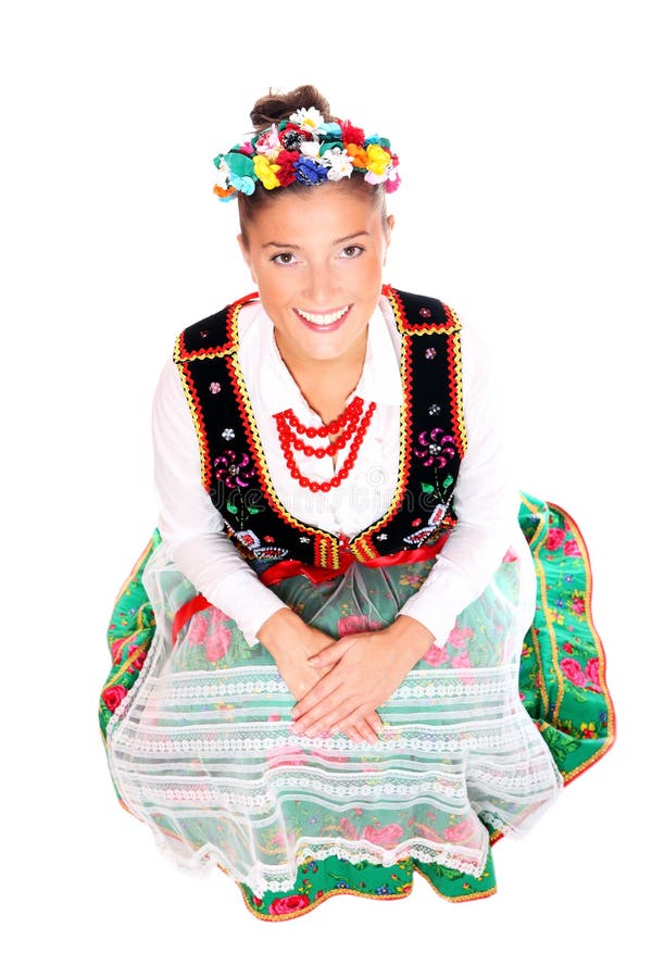 Muchacha Polaca Hermosa En Ropa Tradicional Foto de archivo - Imagen de ...