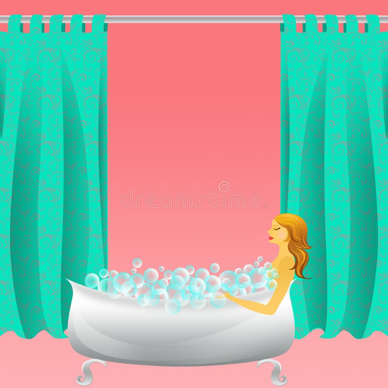 Muchacha que toma un baño stock de ilustración. Ilustración de extracto ...
