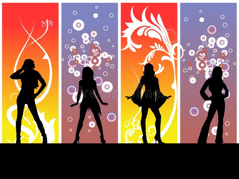 Muchachas Del Disco Del Baile Ilustración del Vector - Ilustración de ...