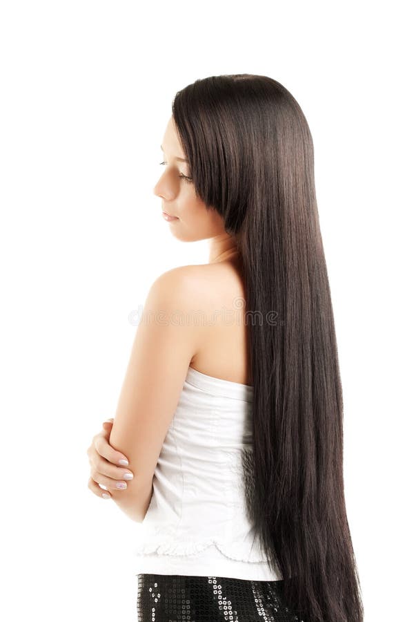 Mujer Con El Pelo Largo Sano Imagen de archivo - Imagen de retrato ...