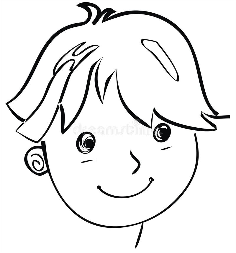 Esquema De La Página Que Colorea De Un Muchacho Con Su Gato Ilustración ...