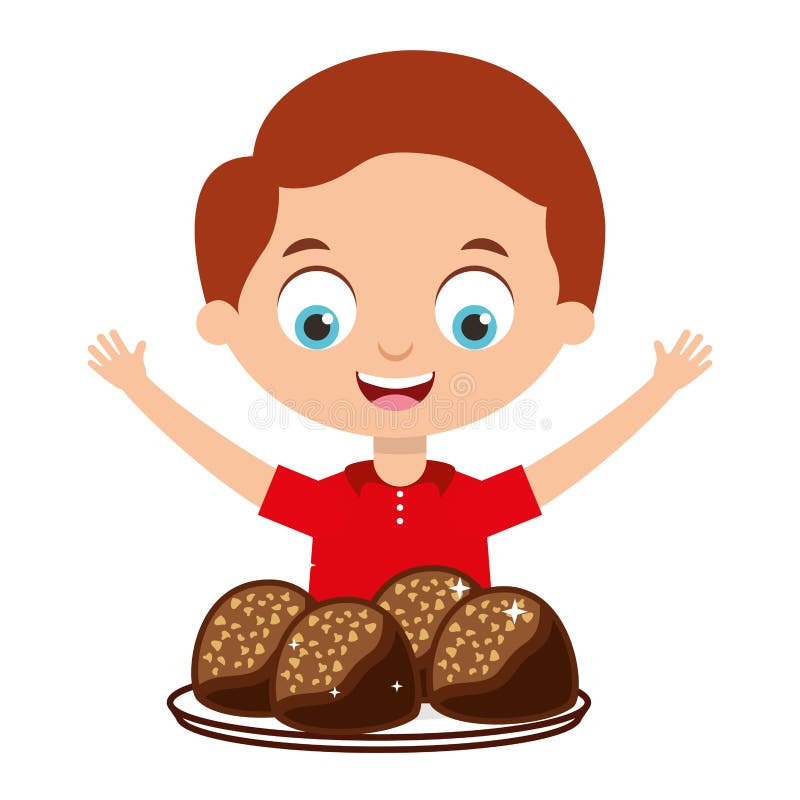 Muchacho con el chocolate ilustración del vector. Ilustración de ...