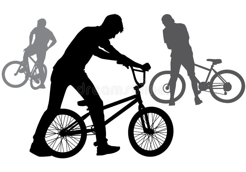 Muchacho con una bicicleta ilustración del vector. Ilustración de ...