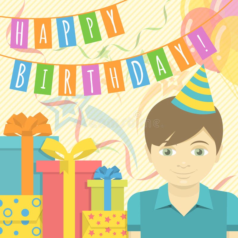 Tarjeta Del Feliz Cumpleaños Para El Muchacho Ilustración del Vector ...