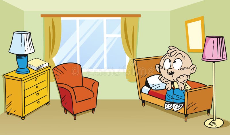 Muchacho en el cuarto ilustración del vector. Ilustración de interior ...