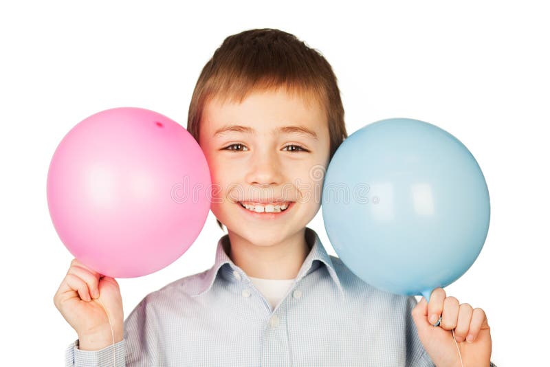 Muchacho Feliz Con Dos Globos Imagen de archivo - Imagen de joven ...