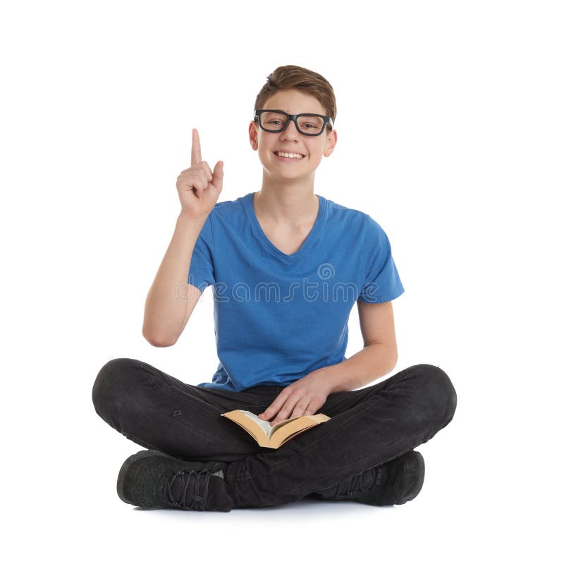 Muchacho Lindo Del Adolescente Sobre Fondo Aislado Blanco Foto de ...