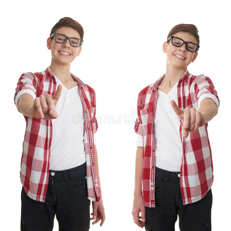 Muchacho Lindo Del Adolescente Sobre Fondo Aislado Blanco Foto de ...