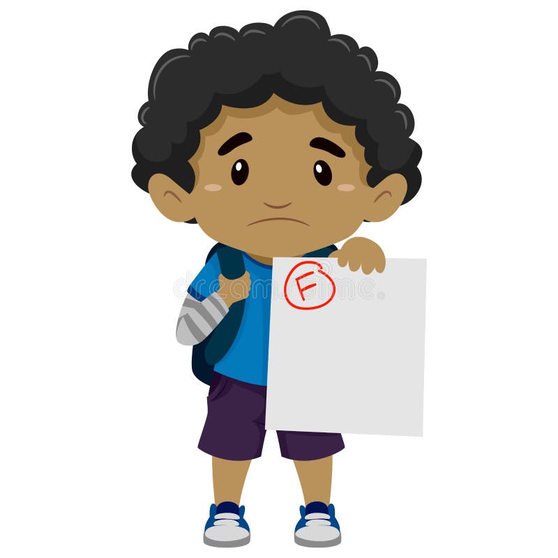 Muchacho Negro Que Muestra Su Examen Reprobado Ilustración del Vector ...