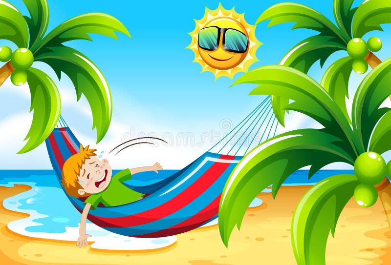 Muchacho Que Tiene Golpe De Calor En La Playa Ilustración del Vector ...