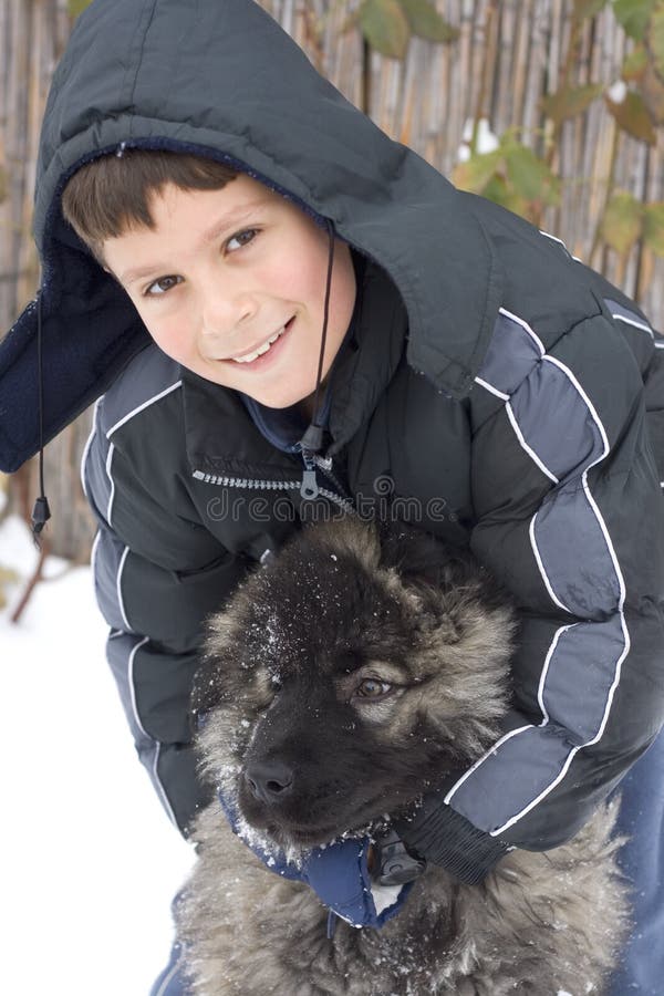 Muchacho y perro imagen de archivo. Imagen de cierre, hermoso - 7740875