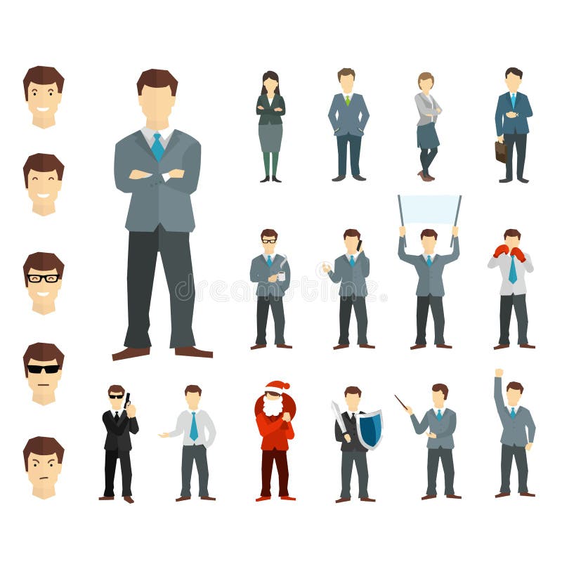 Muchos Trabajadores En Diversas Actitudes Vector Ilustración del Vector ...