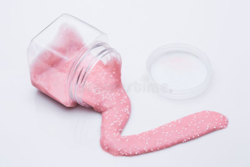 Pink Slime Flows Out of the Can on a White Background Stock Image ...
