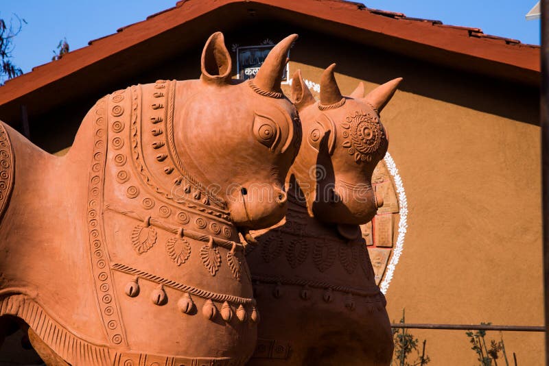 Mud Art stock photo. Image of india, bulls, molela, asian - 49287358