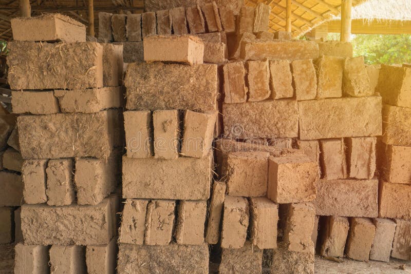 Mud Bricks or Clay Bricks for Building Clay House Stock Image - Image ...