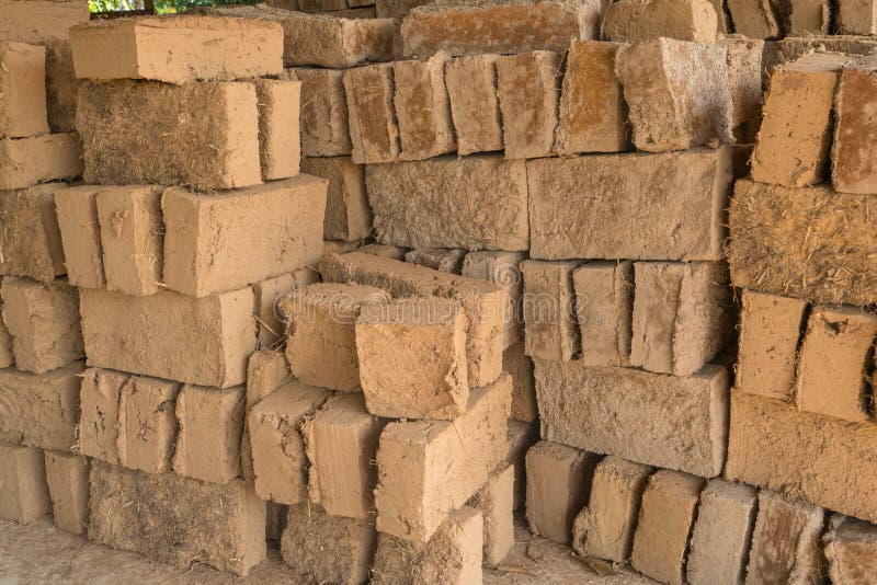 Mud Bricks or Clay Bricks for Building Clay House Stock Photo - Image ...