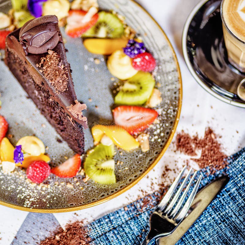 A Rich and Indulgent Chocolate Mud Cake Stock Image - Image of desert ...