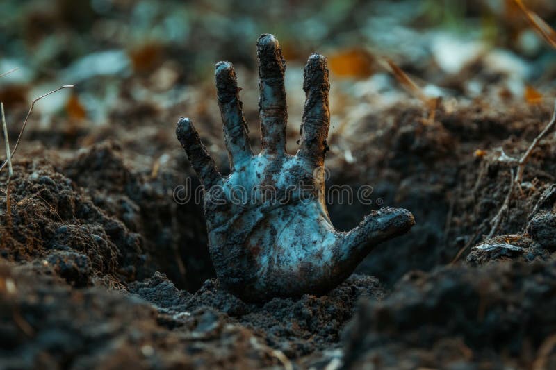 A Mud-Covered Hand Reaching Up from the Ground Stock Illustration ...