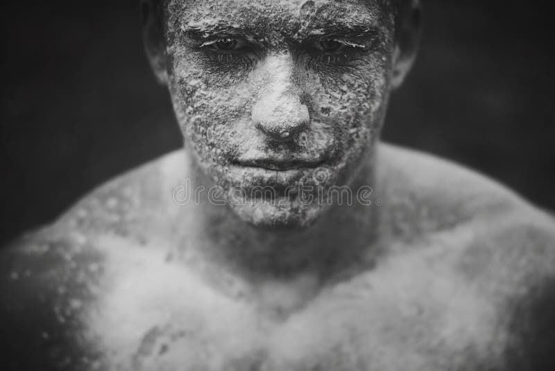 Mud dirty face man stock photo. Image of cracked, expression - 80125478