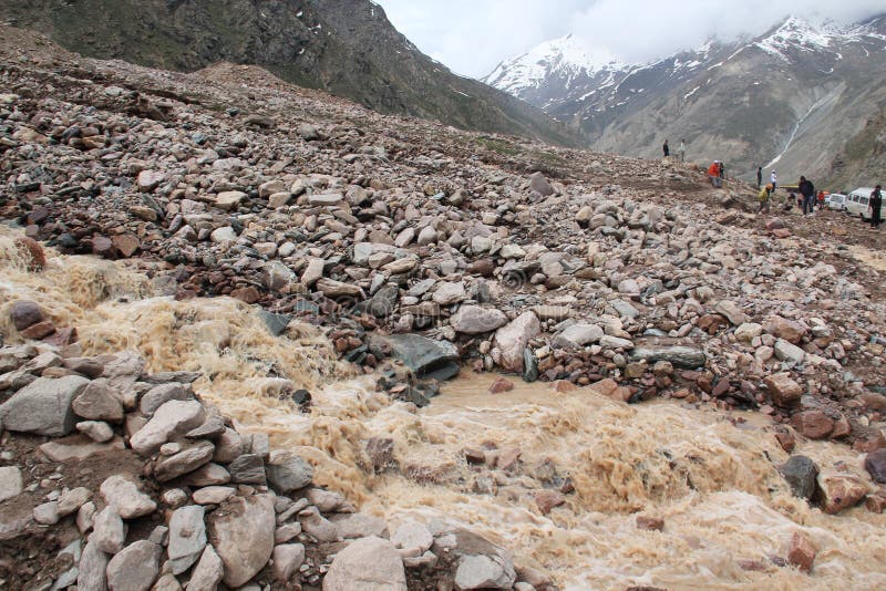 Mud flow in the mountains stock photo. Image of movement - 97412842