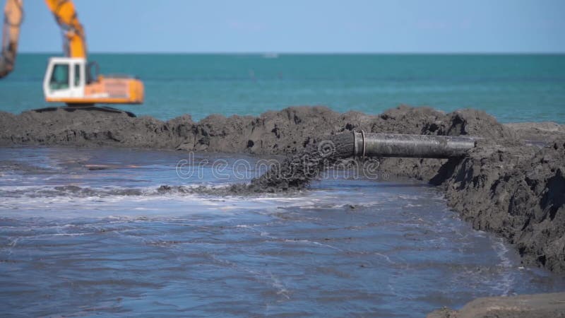 Work in Progress for Beach Nourishment Stock Video - Video of excavator ...