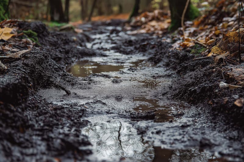 Mud on the Forest Ground after a Night of Heavy Rain Stock Photo ...