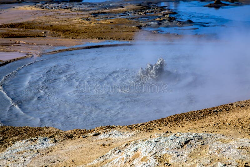 Mud Hole with Sulfur in Geothermal Area Stock Image - Image of north ...