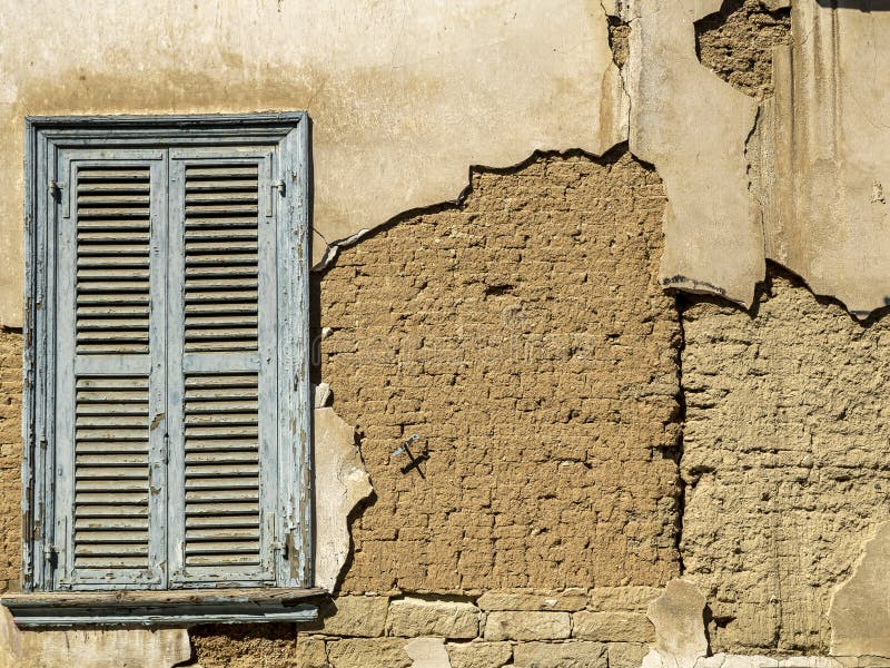 Mud house wall with window stock photo. Image of cyprus - 232830216