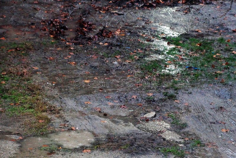 Mud and a Large Puddle in Rainy Weather Stock Image - Image of ...