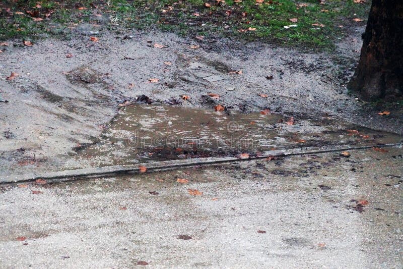 Mud and a Large Puddle in Rainy Weather Stock Image - Image of rain ...