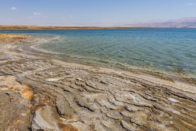 Mud and Layers of Salt on the Coast of the Dead Sea in Israel Stock ...