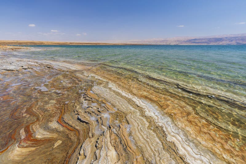 Mud and Layers of Salt on the Coast of the Dead Sea in Israel Stock ...