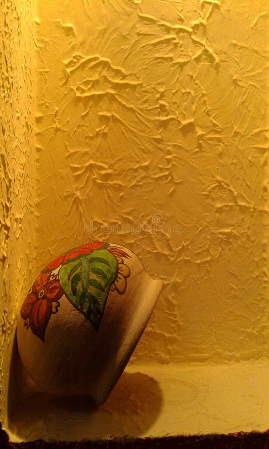 Mud Pot Placed in Yellow Light with Colour Painting upon Stock Photo ...